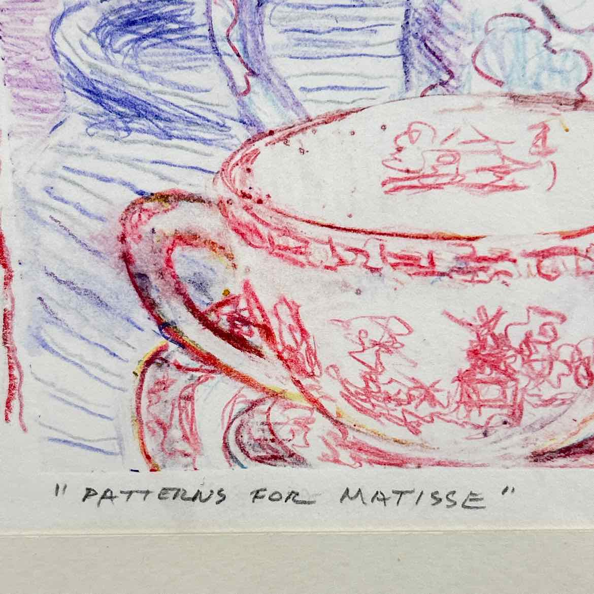 Impressionist Crayon Still Life Drawing – Found Furnishings