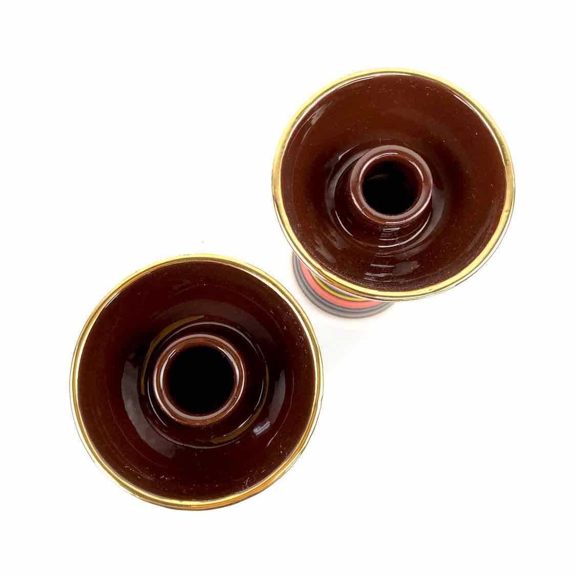 Modern Striped Pottery Candle Holders – Found Furnishings